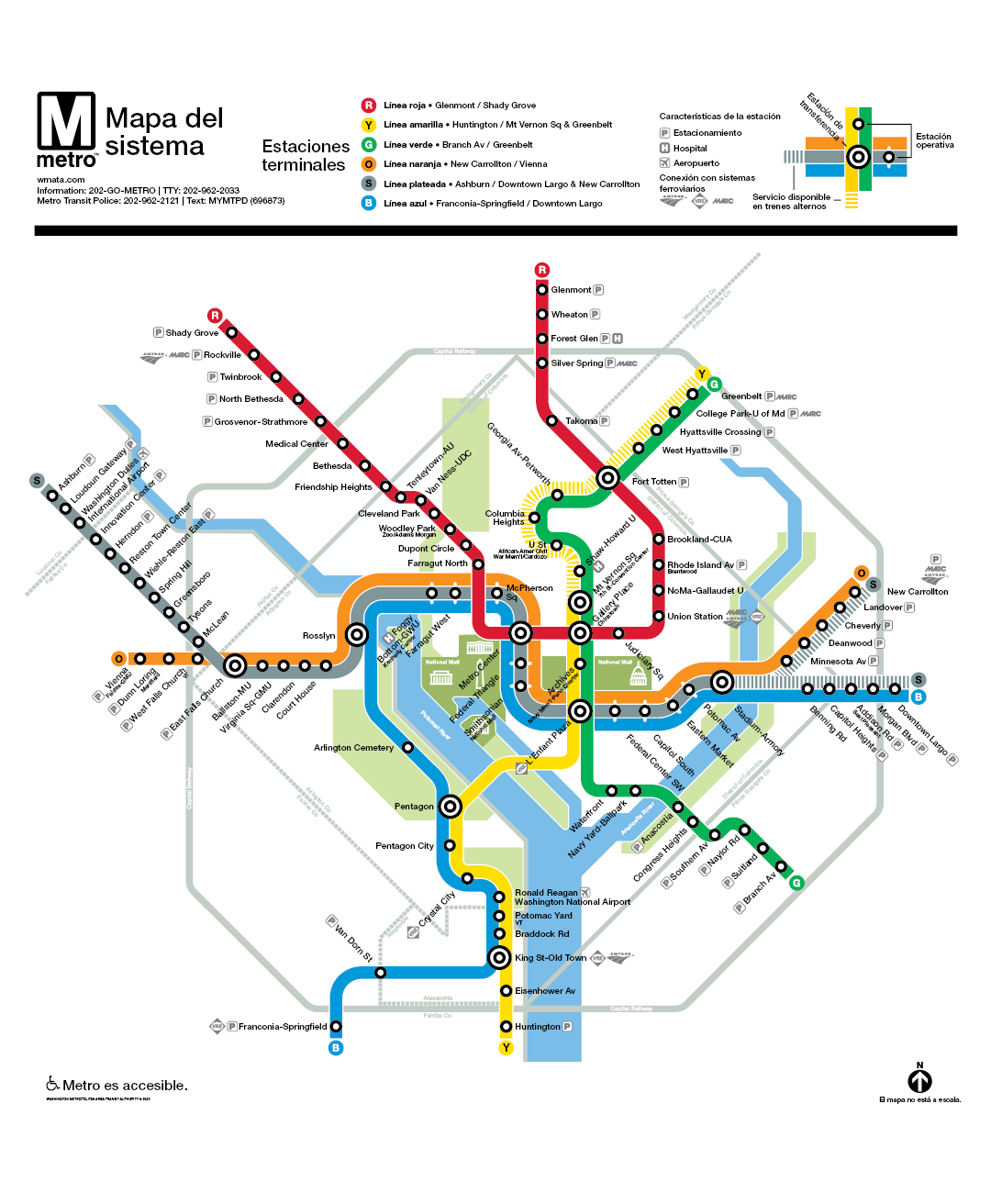 WMATA mapa del sistema | WMATA